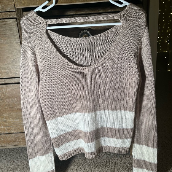 Double Zero | Sweaters | Cute Striped Sweater With Open Back | Poshmark
